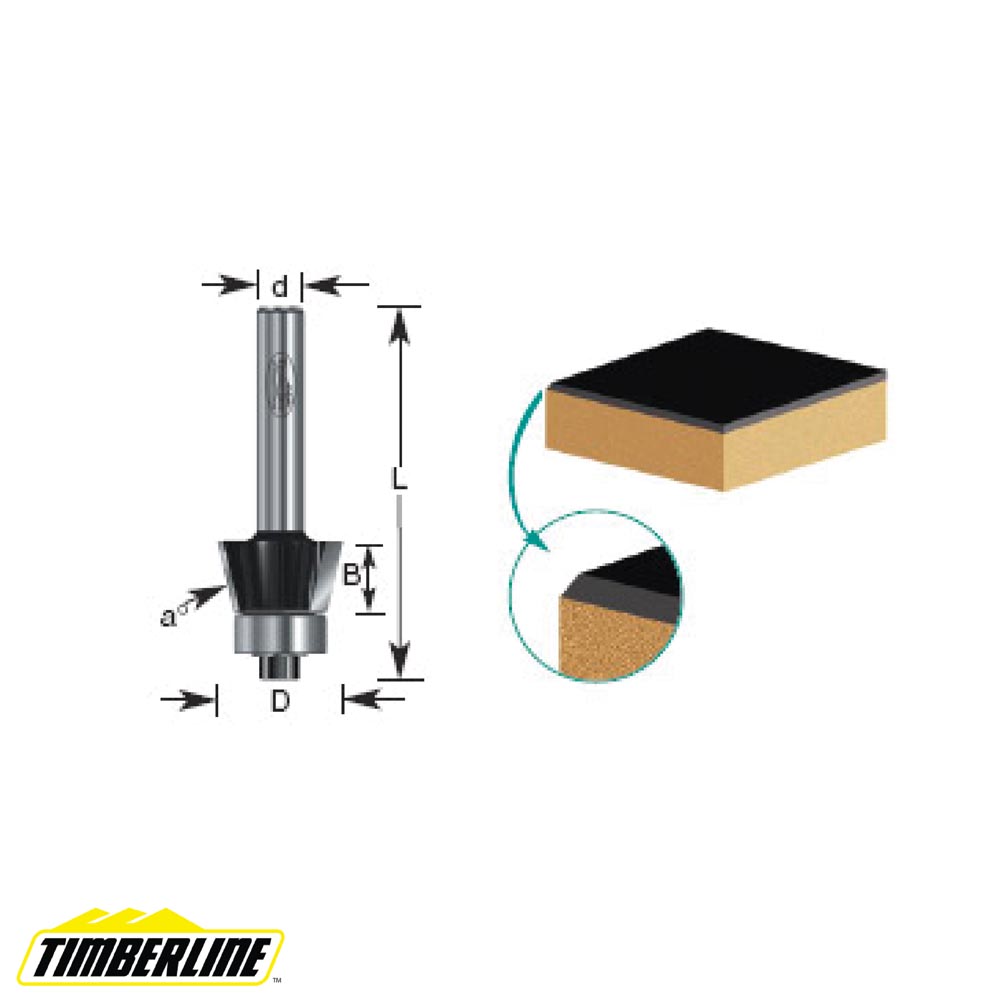 Fresa para biselado con cojinete a 25° raíz 1/4" - 23/32" x 1/4" | Lewonski