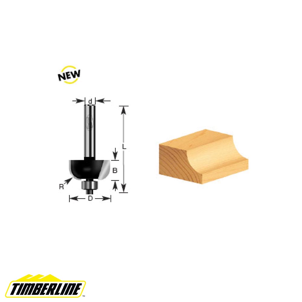 Fresa cóncava con cojinete raíz 1/4" - 7/8" x 1/2" | Lewonski