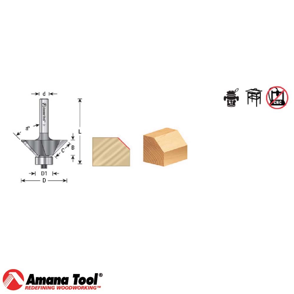 Fresa biselada para laminados raiz 1/4" - 15/16" x 7/16" | Lewonski